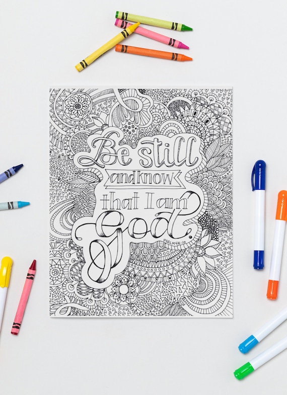 Be Still and Know Psalm 46:10 Printable Adult Coloring Page | Etsy Hong ...