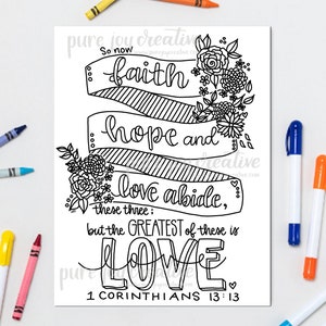 1 Corinthians 13 Coloring Page: Faith, Hope, Love (digital Download) - Etsy