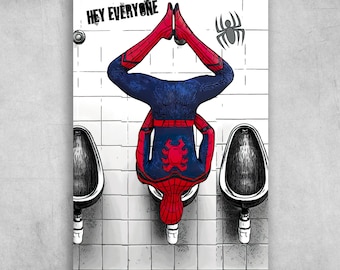 Spider Man Bathroom Art - Etsy