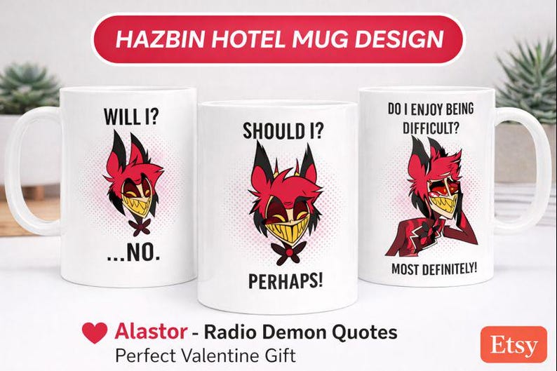 Hazbin Hotel Valentine Mug, Alastor Quote Season 2 Hazbin Hotel Mug ...