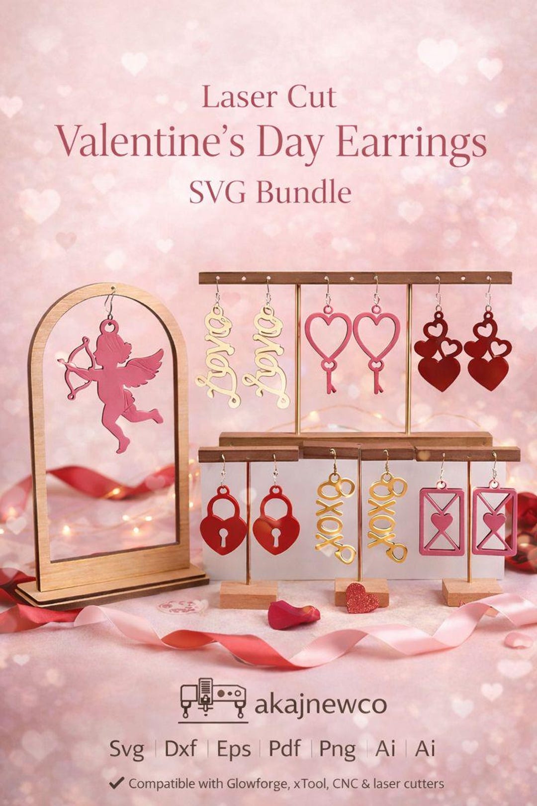 Valentine's Day Layered Earrings Svg Bundle | Laser Cut Earring Files ...