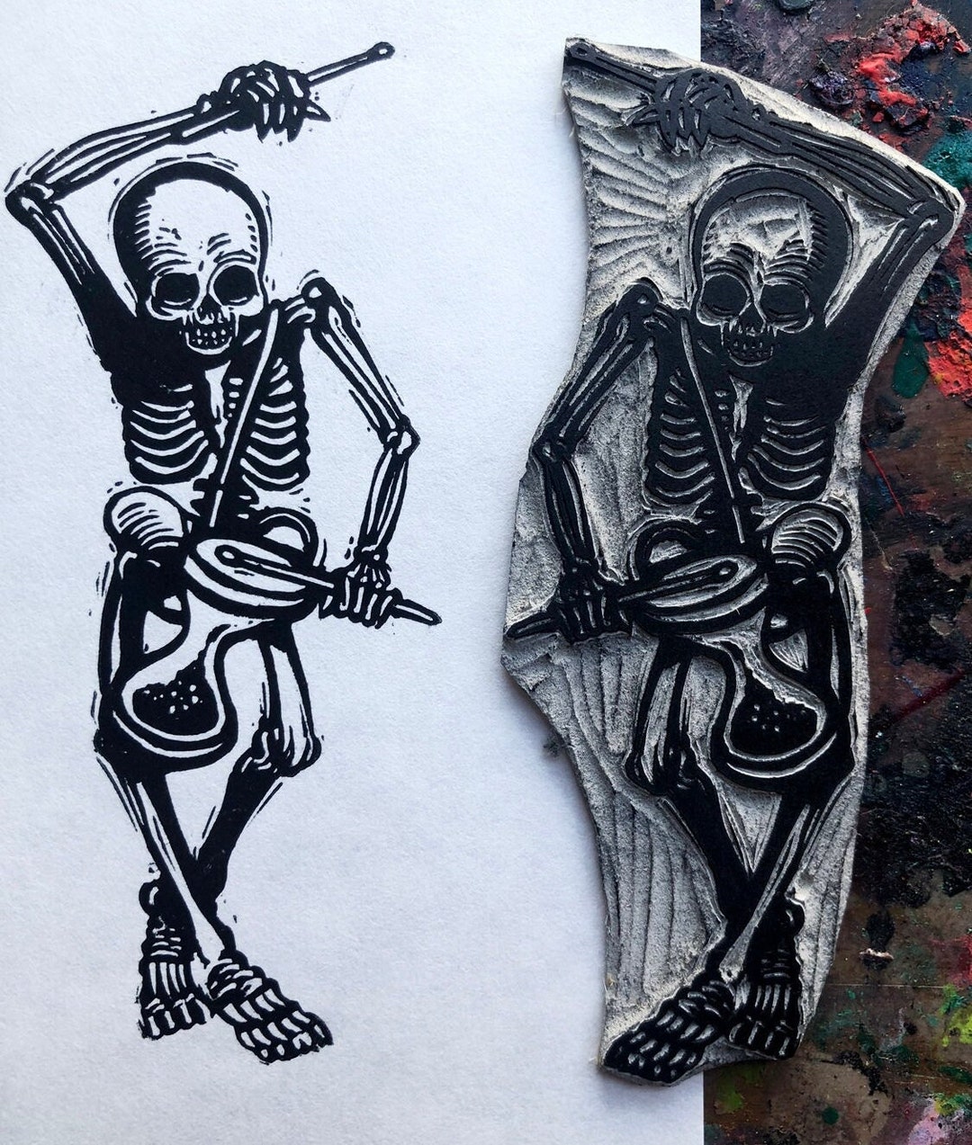 Danse Macabre Folk Horror Linocut Print - Etsy