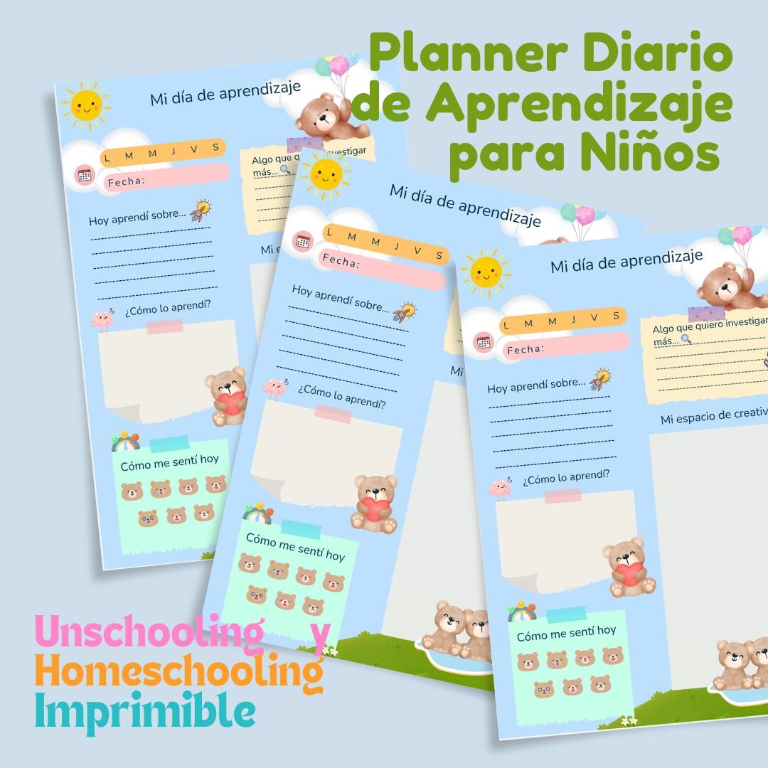 Daily Learning Planner for Kids | Homeschooling | Unschooling ...