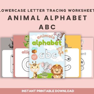Animal Alphabet ABC | Lowercase Letter Tracing Worksheets | 27-Page ...