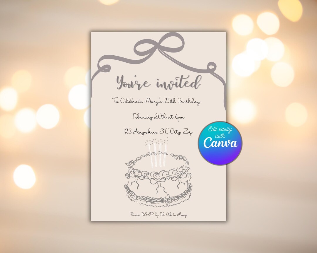 Vintage Style Birthday Invitation Template | Customizable and Printable ...