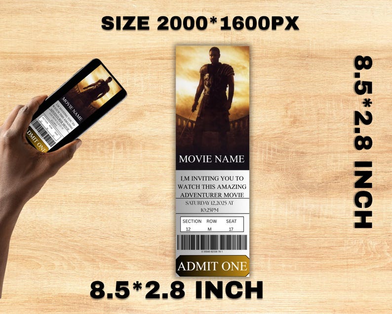 Custom Movie Ticket – Editable Template for Surprise Gift or Movie ...