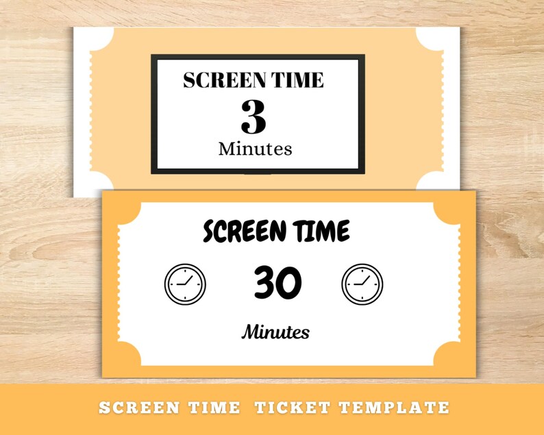 Screen Time Ticket – Reward Tokens & Printable Coupons, Kids Rewards ...