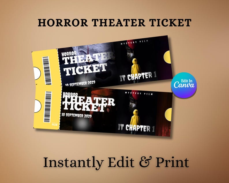 Editable Surprise Theater Ticket Template: Movie Lover Gift (digital ...