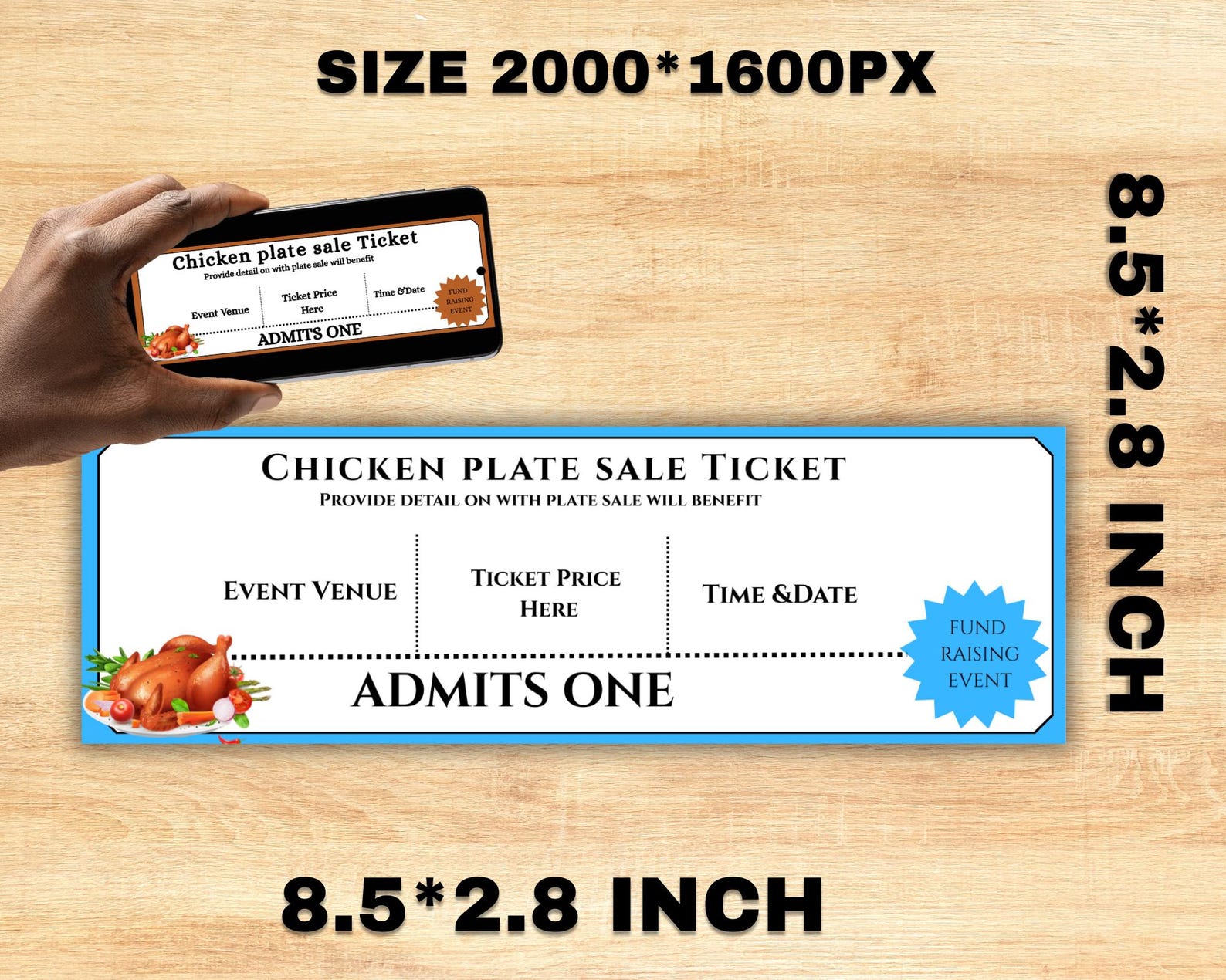 Editable Chicken Plate Sale Ticket, Fundraiser Event (printable PDF) - Etsy