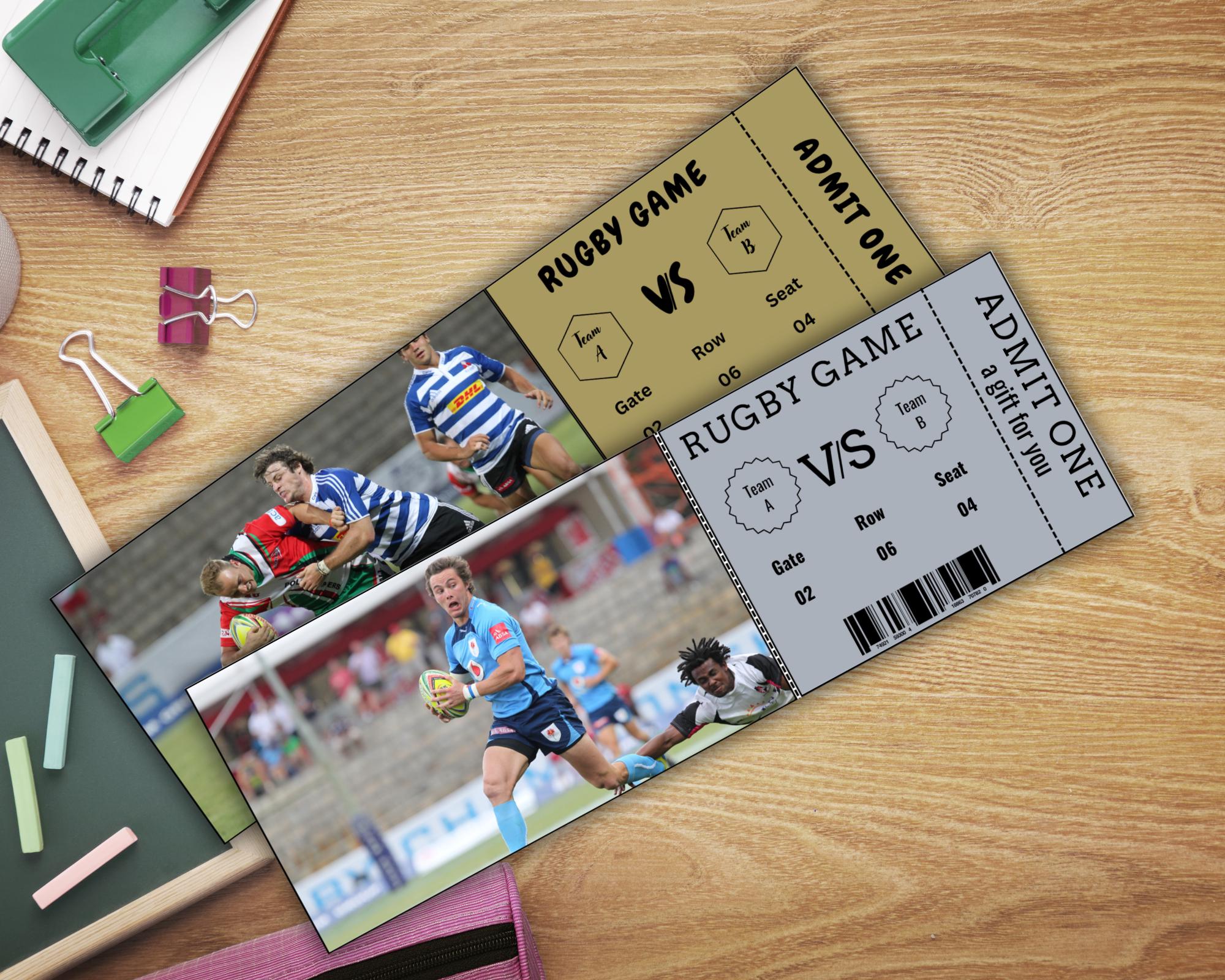 Editable Rugby Ticket Template: Surprise Match Gift (digital Download ...