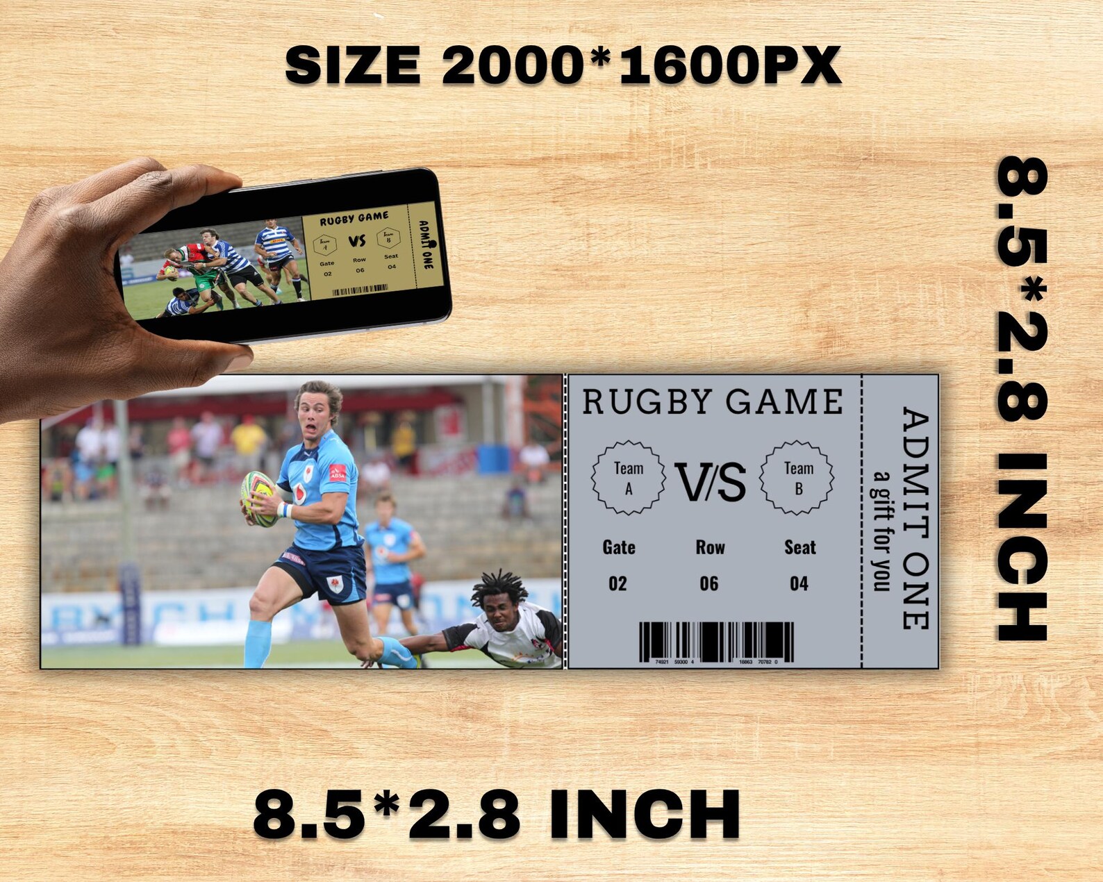 Editable Rugby Ticket Template: Surprise Match Gift (digital Download ...