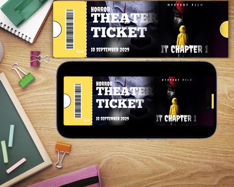 Editable Surprise Theater Ticket Template: Movie Lover Gift (digital ...