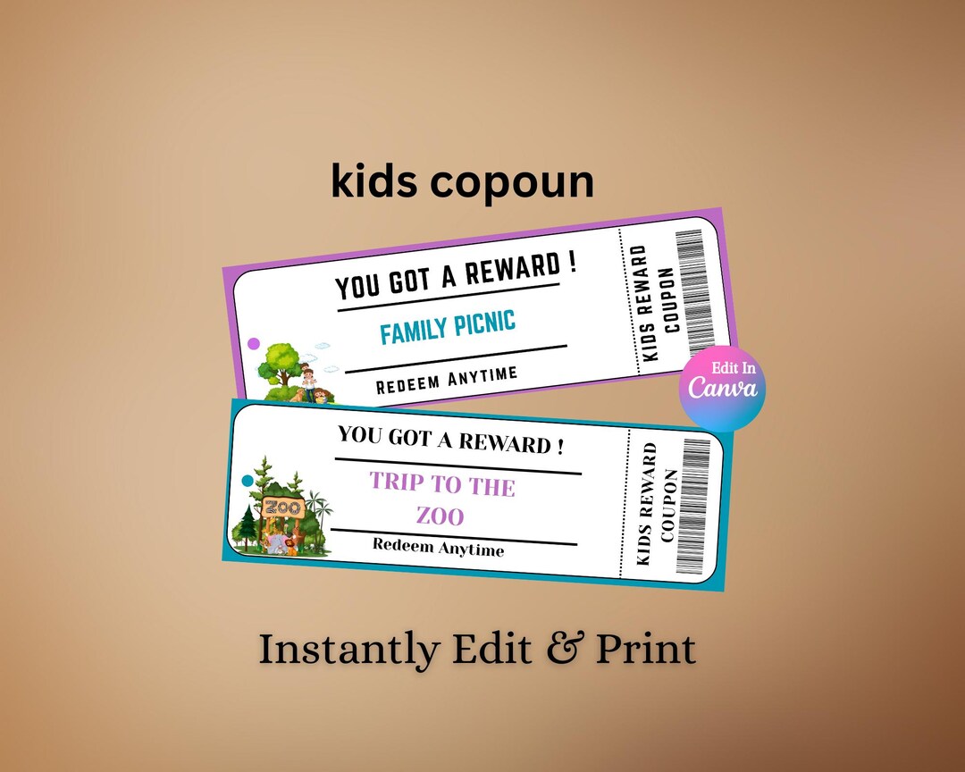 Kids Reward Coupon Book Printable: Fun Behavior Incentives (digital ...