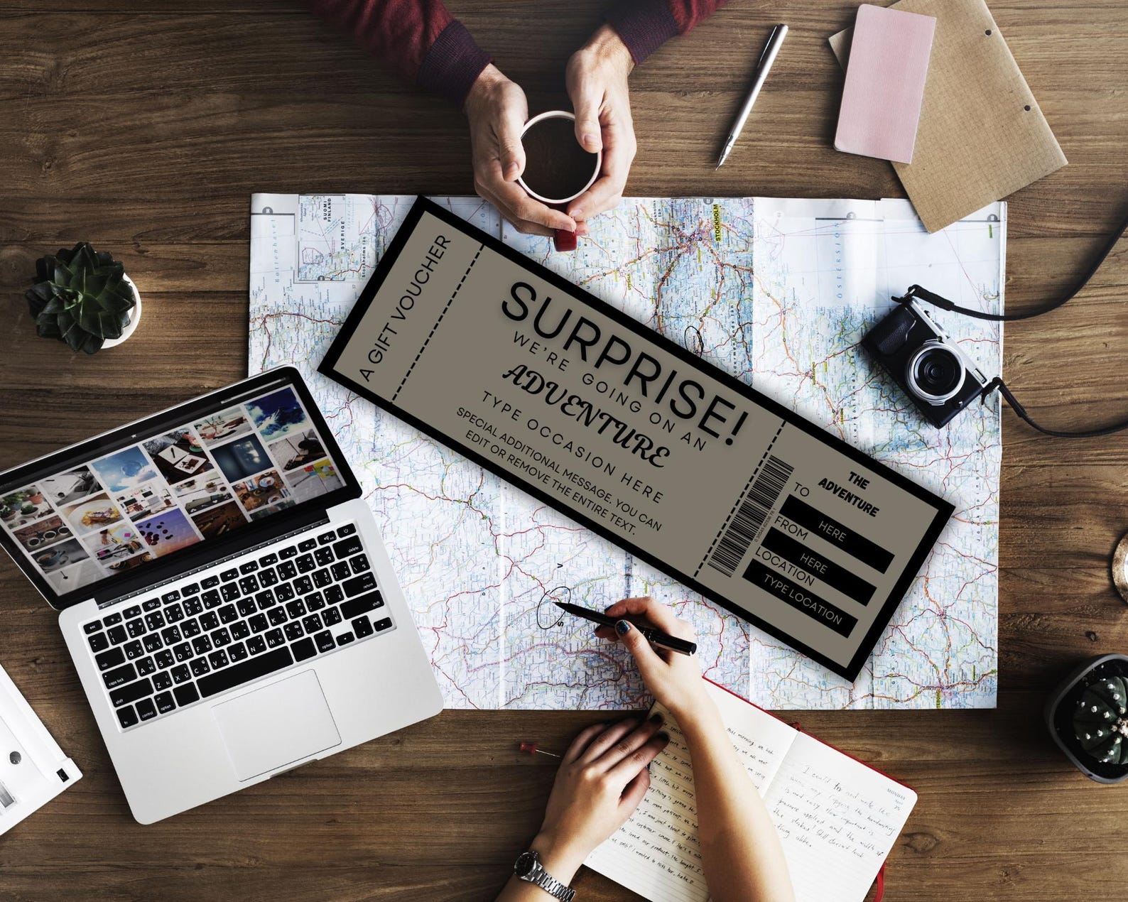 Surprise Adventure Trip Ticket: Editable Travel Voucher (digital ...