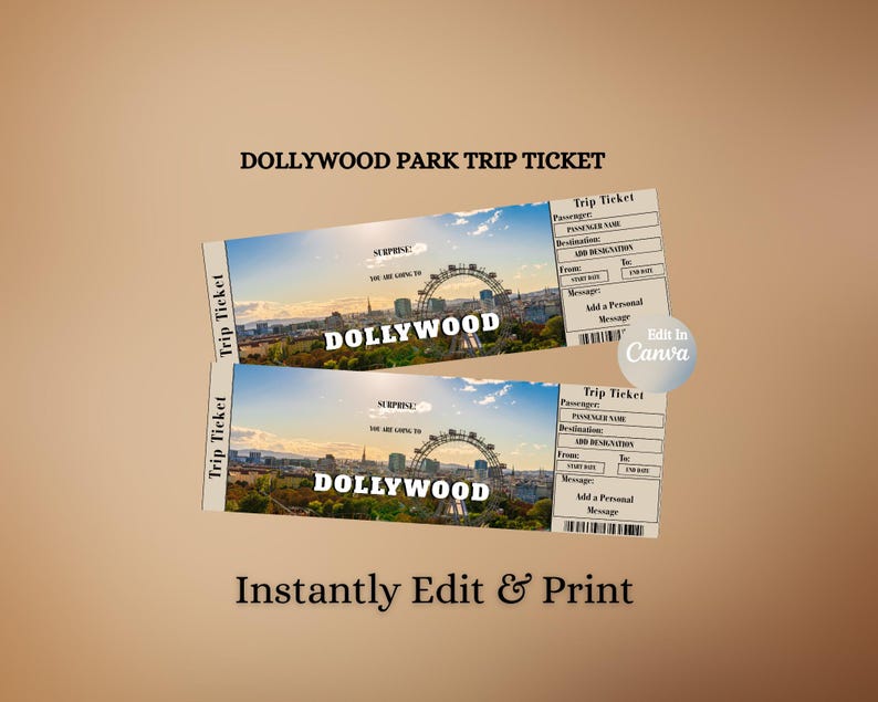 Surprise Dollywood Ticket, Personalized Trip Reveal, Tennessee Vacation ...