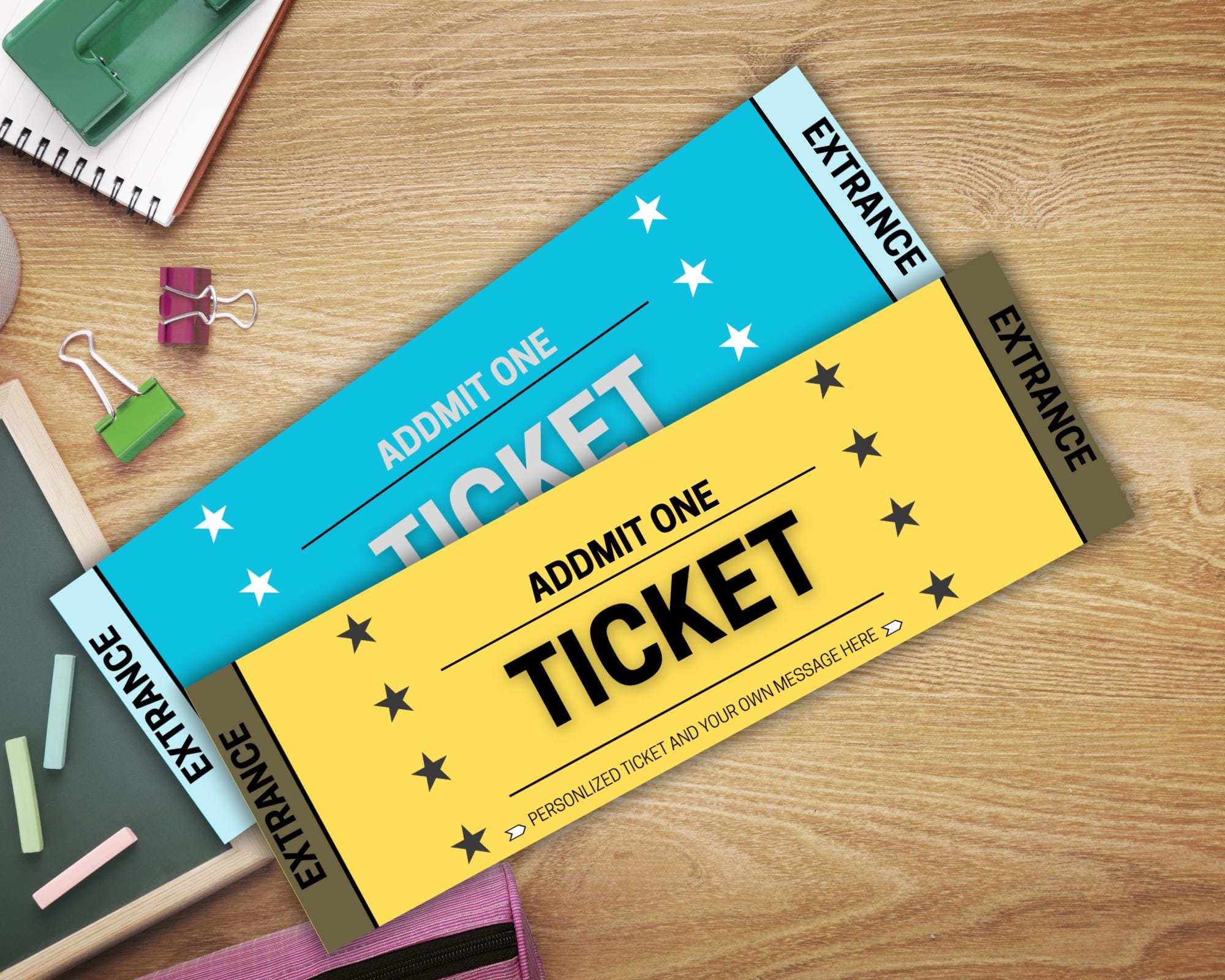 Editable Surprise Ticket: Addmit One Ticket, Canva Template, DIY Event ...