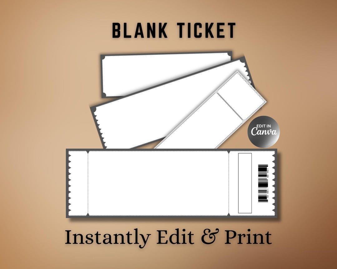 Editable Event Ticket Template: Blank Ticket Template, Printable ...