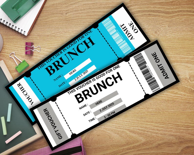 Editable Brunch Ticket: Surprise Date Voucher (instant Download, Canva ...