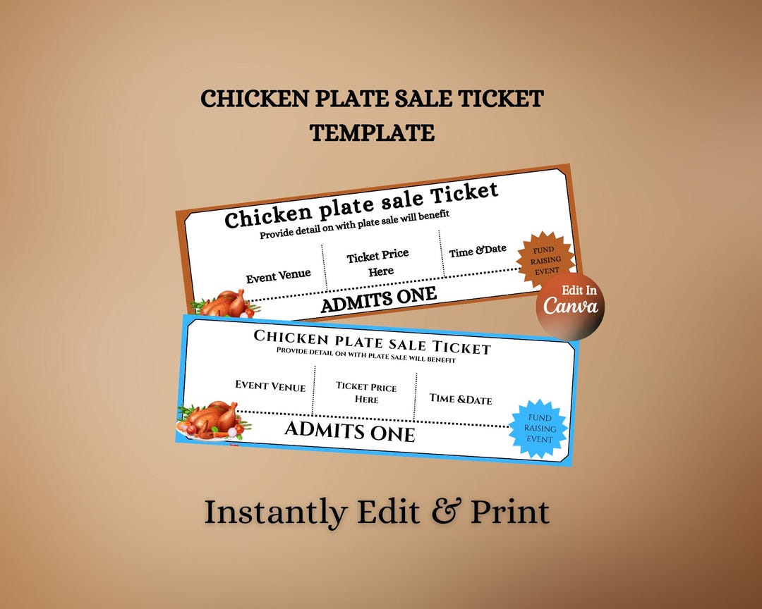 Editable Chicken Plate Sale Ticket, Fundraiser Event (printable PDF) - Etsy