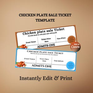 Editable Chicken Plate Sale Ticket, Fundraiser Event (printable PDF) - Etsy