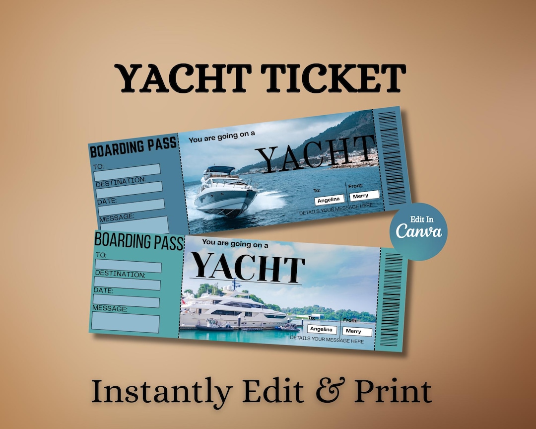 Boarding Pass Yacht Ticket | Surprise Boat Trip Gift | Editable Canva ...