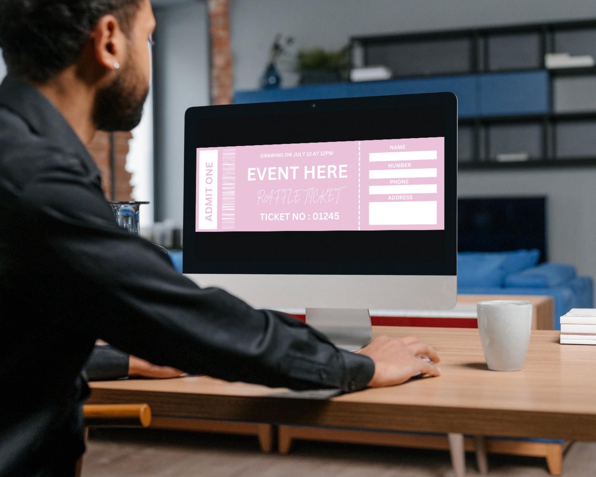 Editable Raffle Ticket Template: Printable Event Fundraiser Design ...