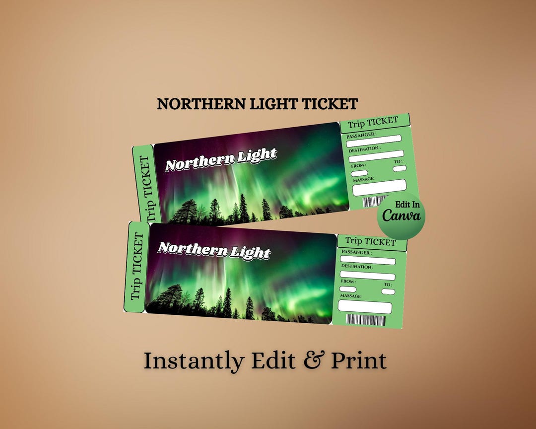 Aurora Borealis Boarding Pass – Northern Lights Trip Ticket (digital ...