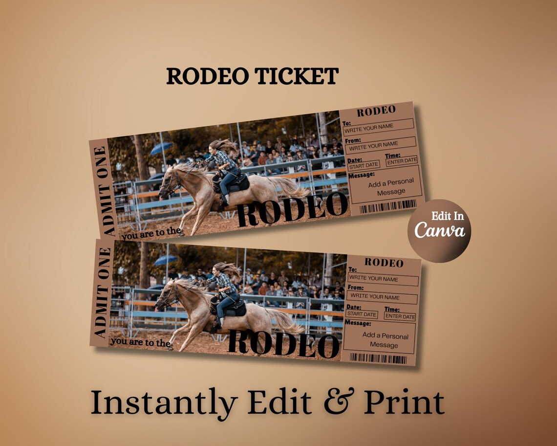 Rodeo Ticket – Gift Ticket, Surprise Ticket, Travel Reveal, Admission ...
