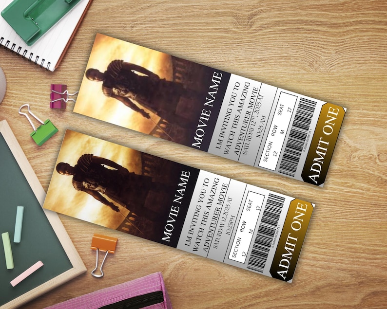 Custom Movie Ticket – Editable Template for Surprise Gift or Movie ...