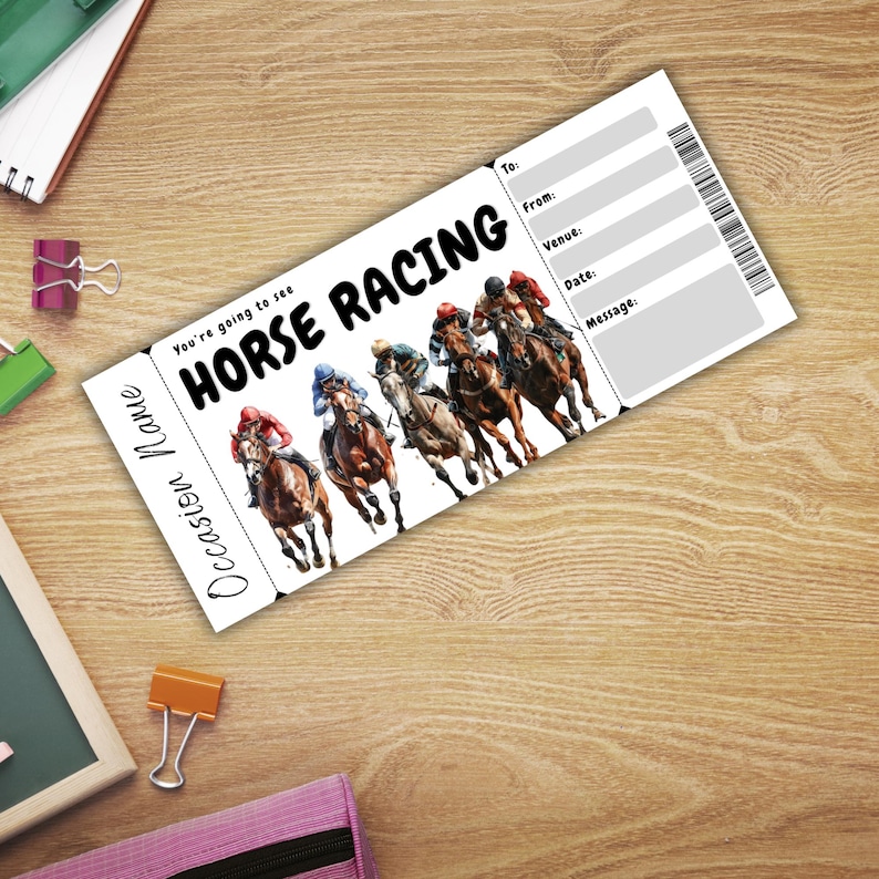 Horse Racing Ticket Template | Editable Race Ticket | Surprise ...