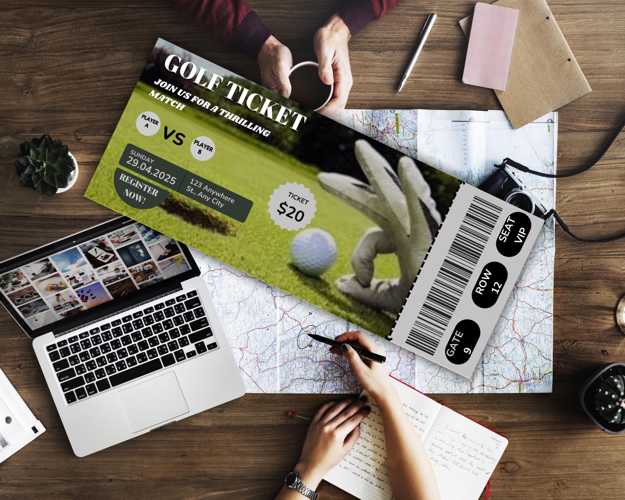 Editable Golf Ticket, Surprise Ticket Template, Custom Ticket, Ticket ...