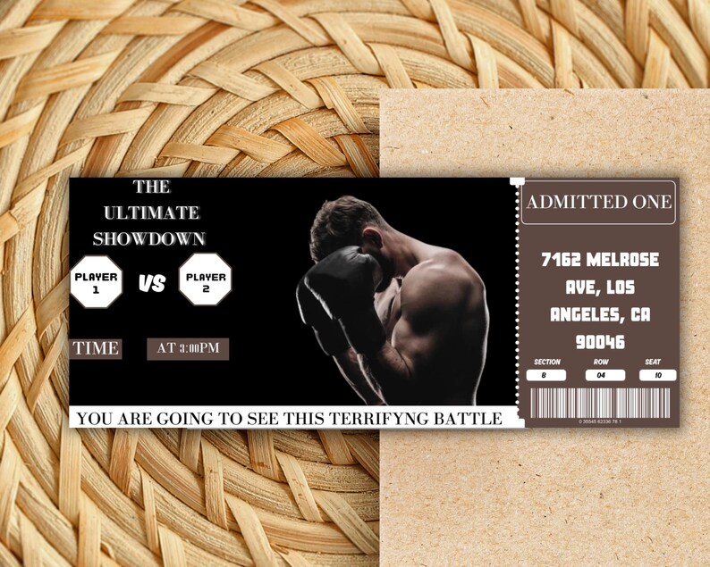 Editable Boxing Match Ticket: Surprise Event Invitation (digital ...