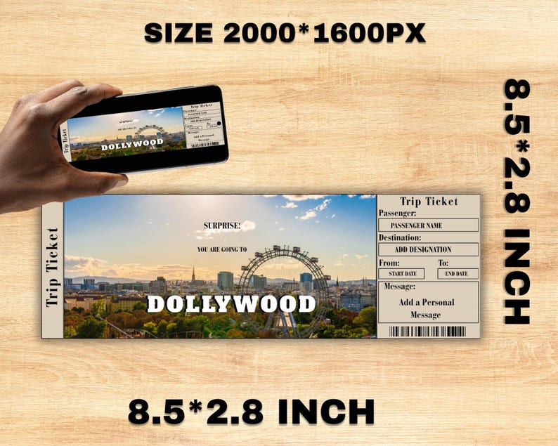Surprise Dollywood Ticket, Personalized Trip Reveal, Tennessee Vacation ...