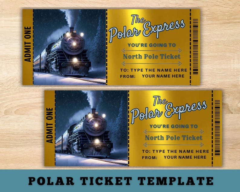 Editable Polar Express Ticket, Surprise Ticket Reveal, North Pole ...