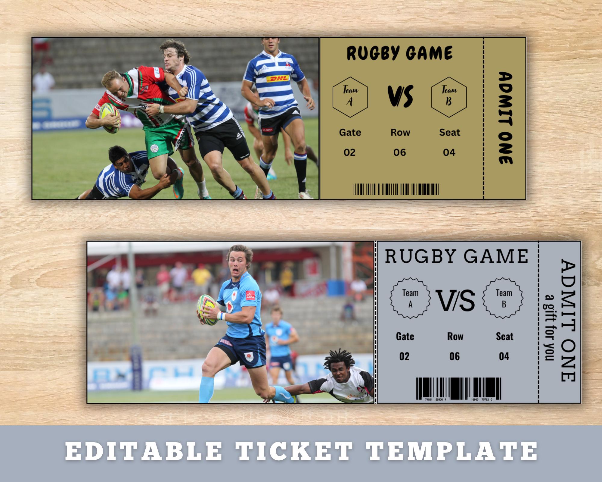 Editable Rugby Ticket Template: Surprise Match Gift (digital Download ...