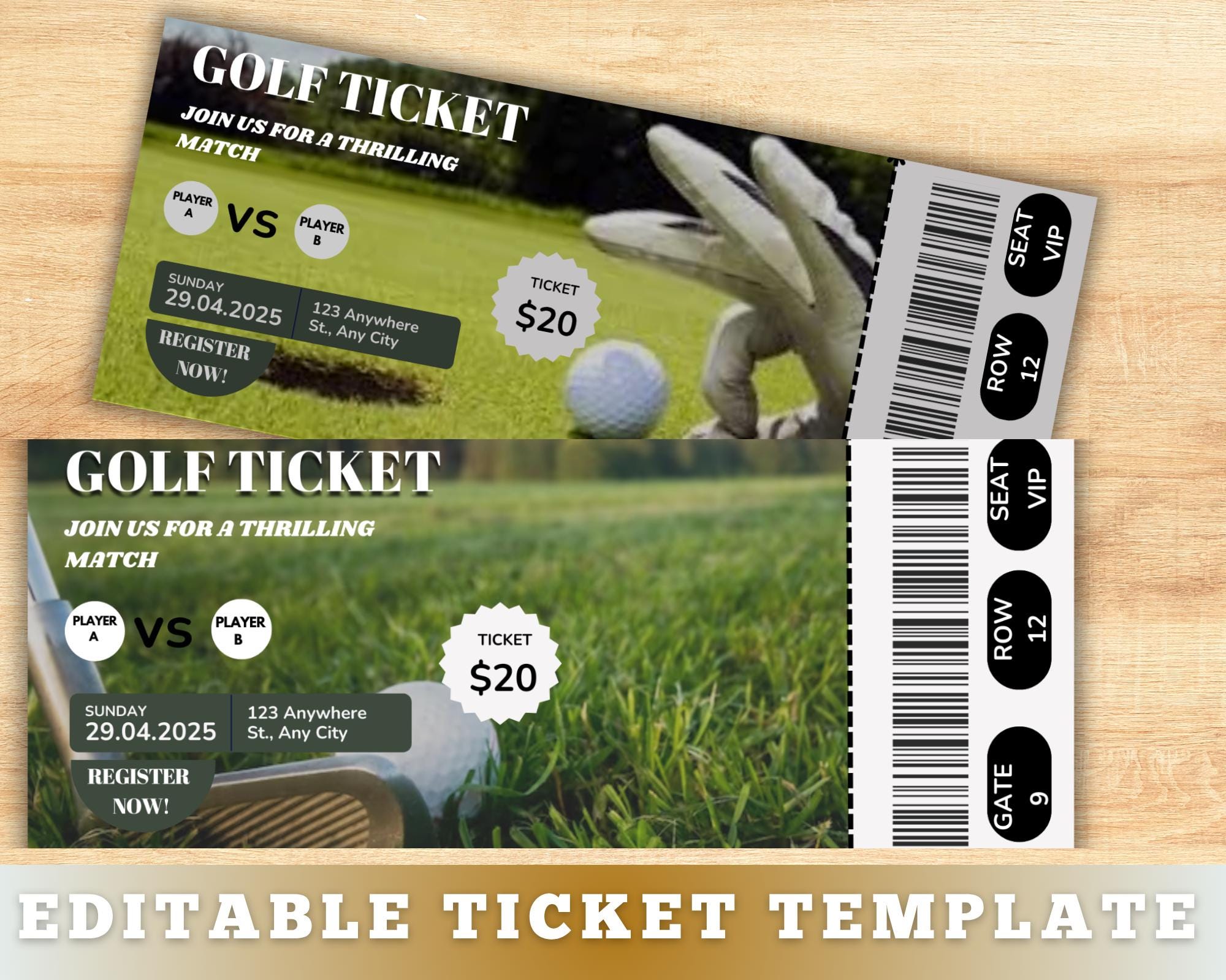 Editable Golf Ticket, Surprise Ticket Template, Custom Ticket, Ticket ...