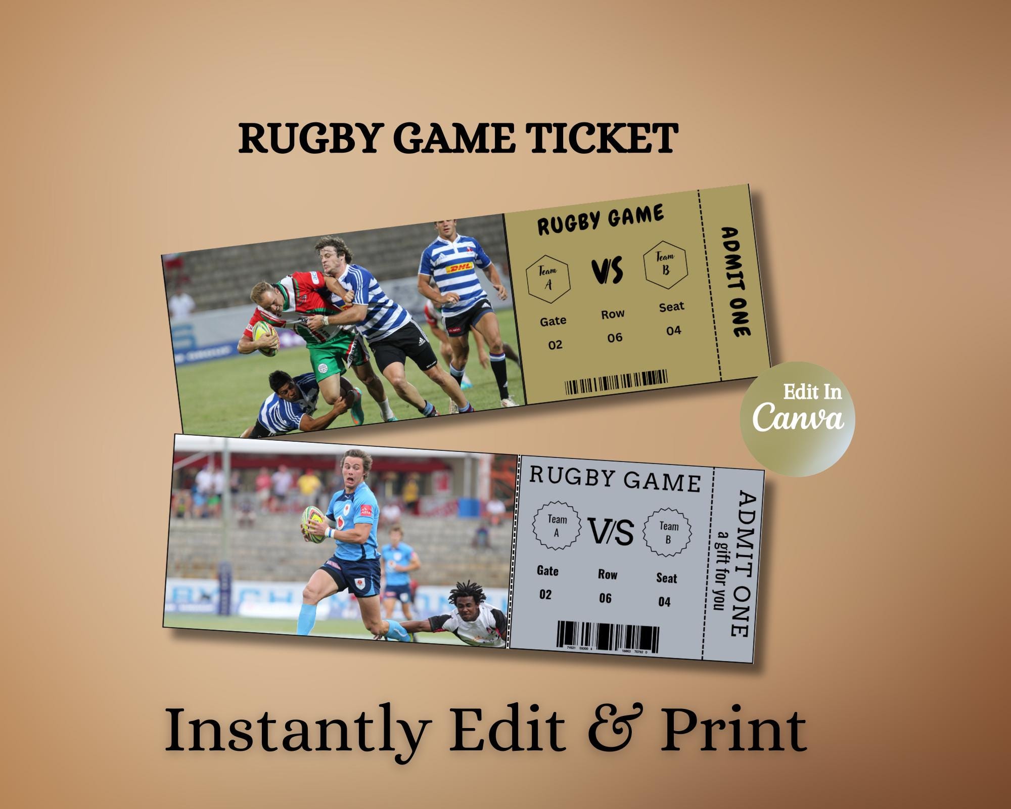 Editable Rugby Ticket Template: Surprise Match Gift (digital Download ...