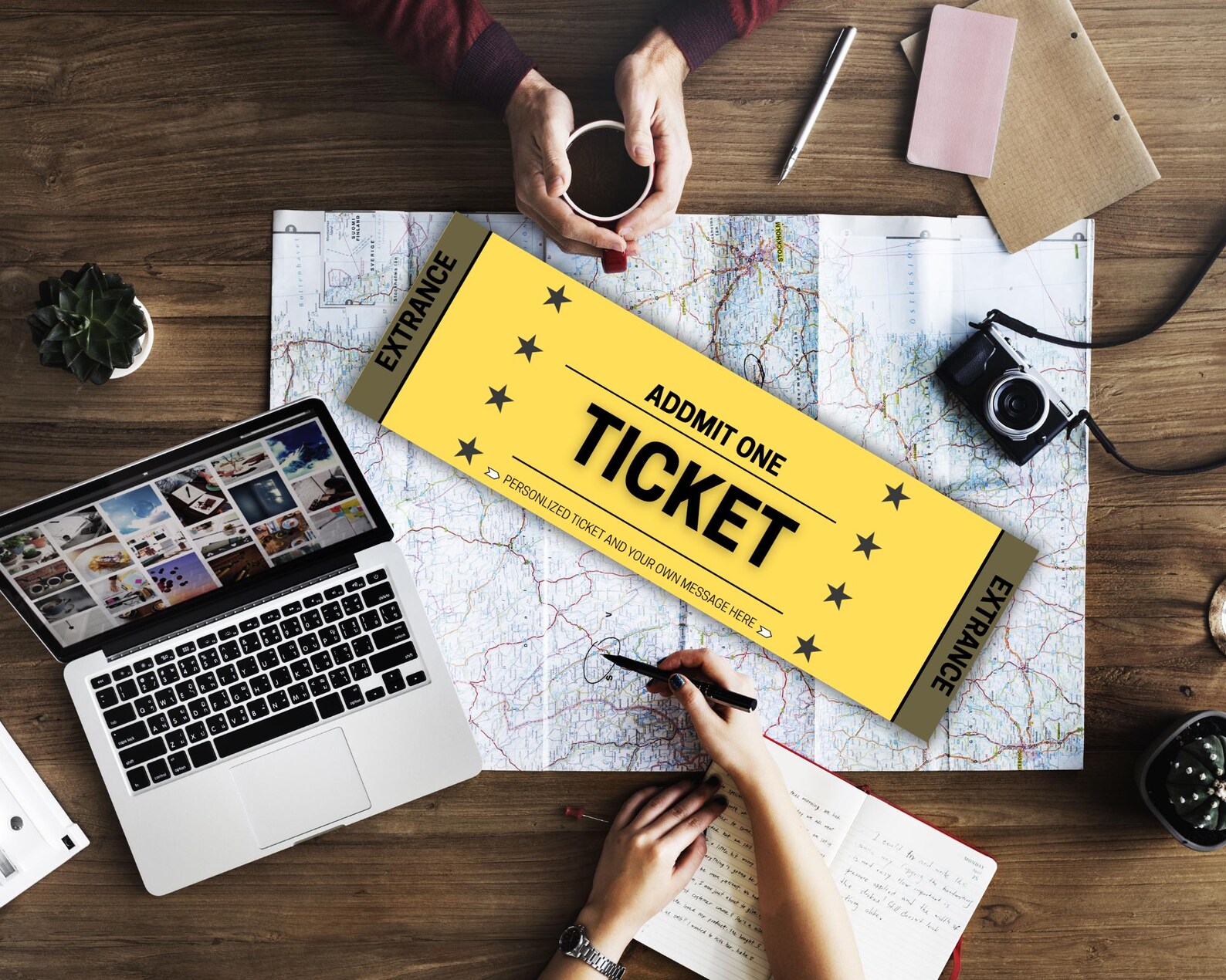 Editable Surprise Ticket: Addmit One Ticket, Canva Template, DIY Event ...