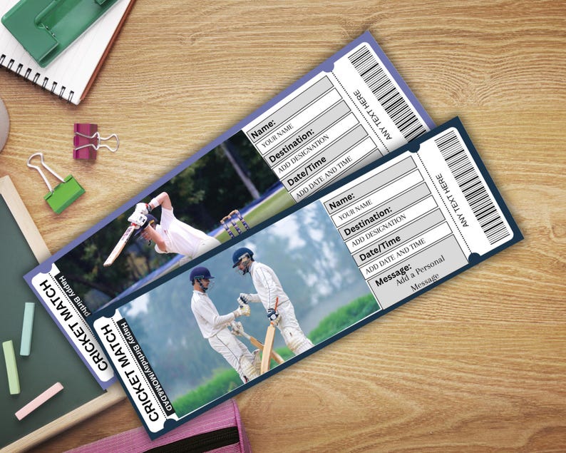 Editable Cricket Match Ticket Template: Surprise Fan Gift (digital ...