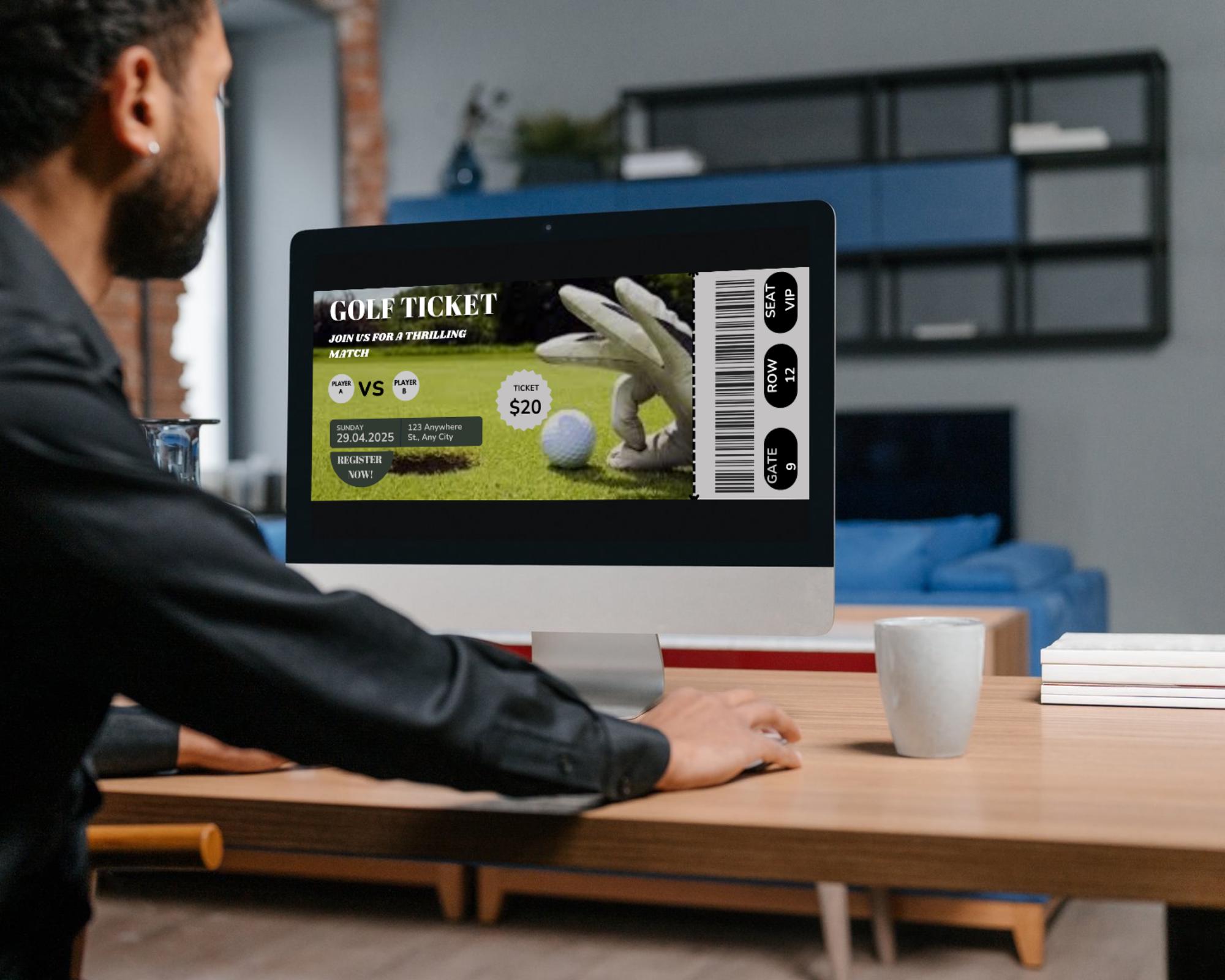 Editable Golf Ticket, Surprise Ticket Template, Custom Ticket, Ticket ...