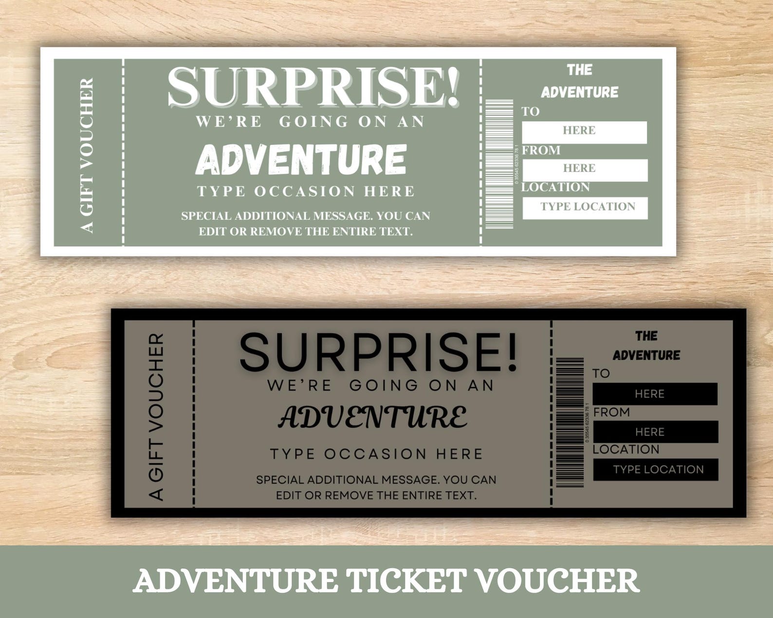 Surprise Adventure Trip Ticket: Editable Travel Voucher (digital ...