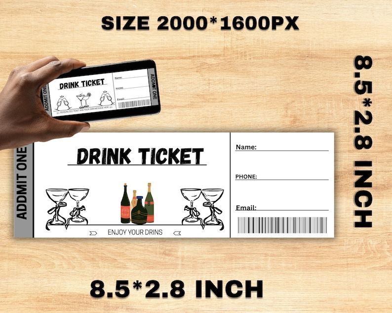 Editable Drink Ticket Template: Birthday Party Voucher (PDF/JPG/PNG ...