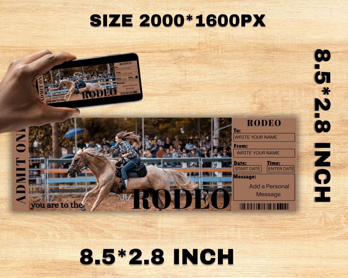 Rodeo Ticket – Gift Ticket, Surprise Ticket, Travel Reveal, Admission ...