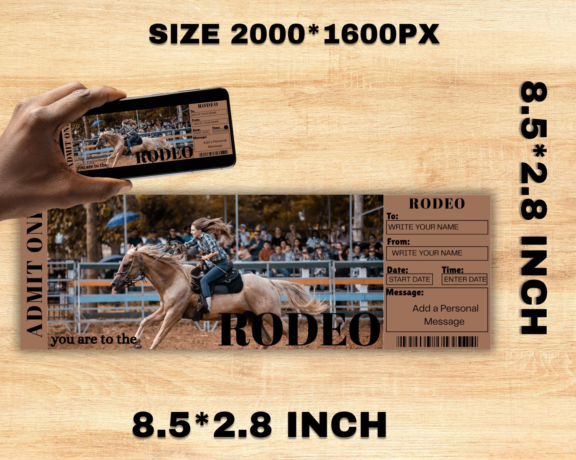 Editable Rodeo Ticket Template: Wild West Cowboy Party (digital ...