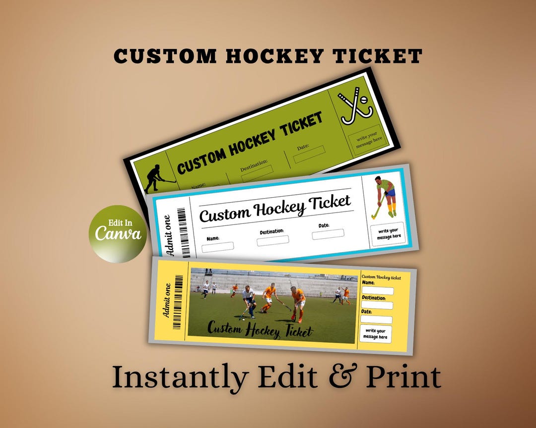 Custom Hockey Ticket Template: Editable Surprise Gift (digital Download ...