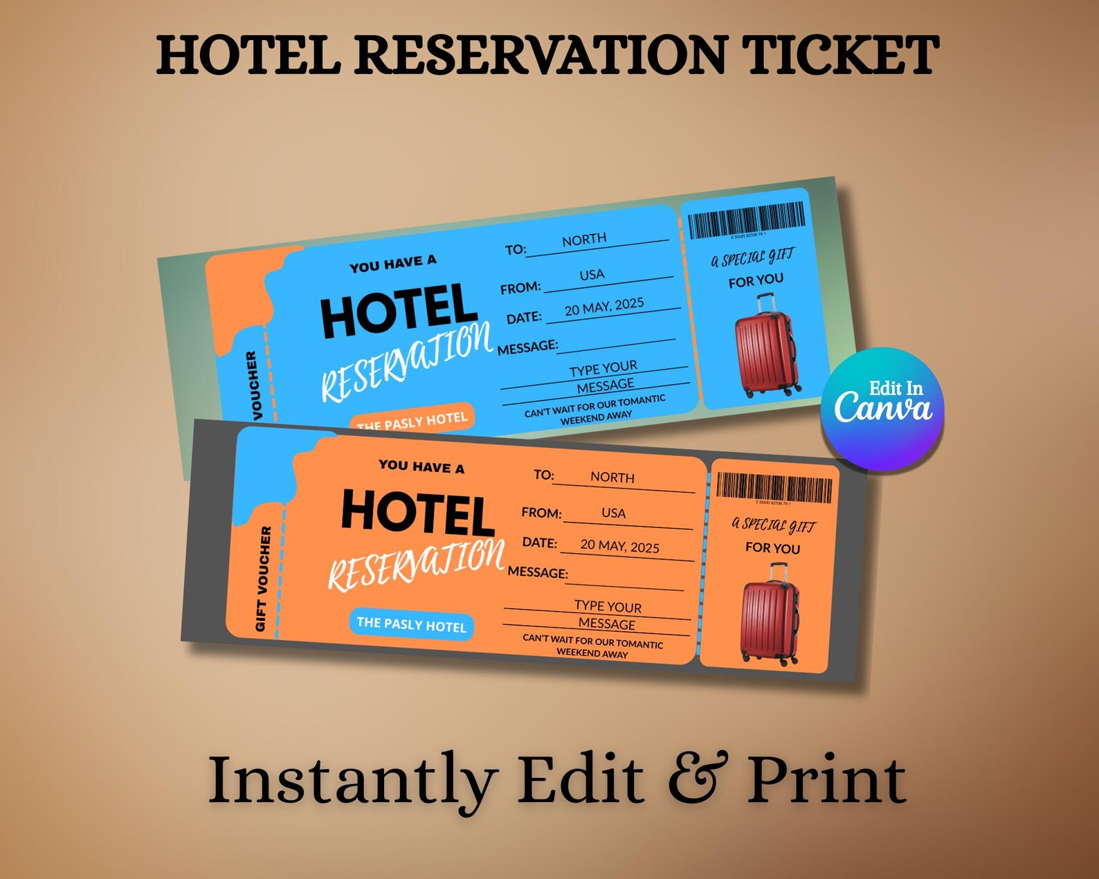 Custom Hotel Reservation Ticket, Surprise Trip Gift (printable) - Etsy