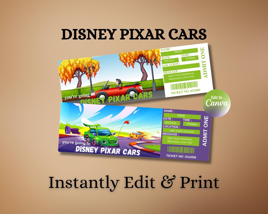 Race Car Birthday Ticket Invitation: Pixar Cars Inspired (digital ...