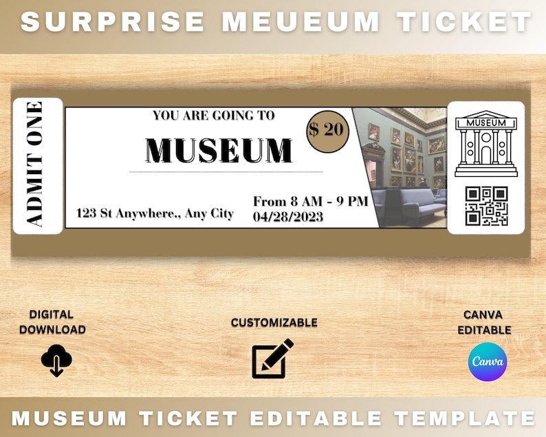 Editable Museum Trip Ticket Template | Surprise Gift Voucher, Holiday ...
