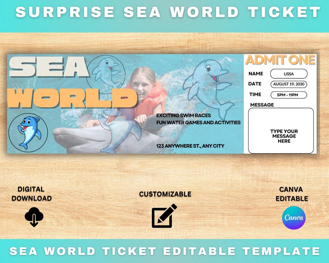 Printable Seaworld Surprise Trip Ticket | Seaworld Vacation Reveal ...