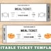 Editable Meal Ticket Template: Printable Food Voucher, Party Favor ...